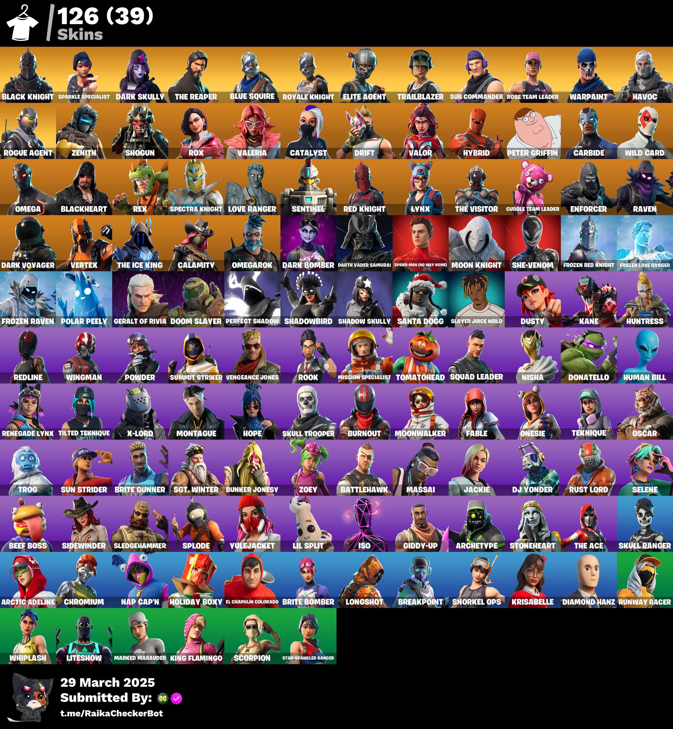 【PC-PSN-XBOX】 126 skins | OG STW | Black Knight | Sparkle Specialist | Dark Skully | The Reaper ...