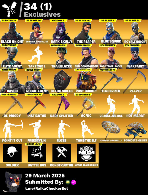 【PC-PSN-XBOX】 126 skins | OG STW | Black Knight | Sparkle Specialist | Dark Skully | The Reaper ...