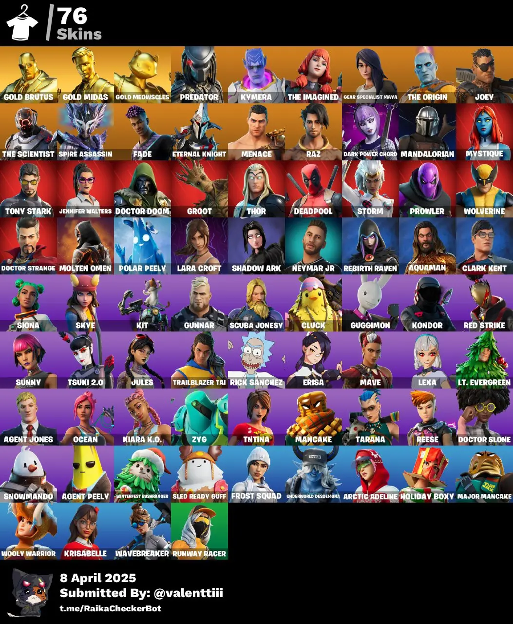 [PC] 76 skins | Gold Midas | Gold Meowscles | Gold Brutus | The ...