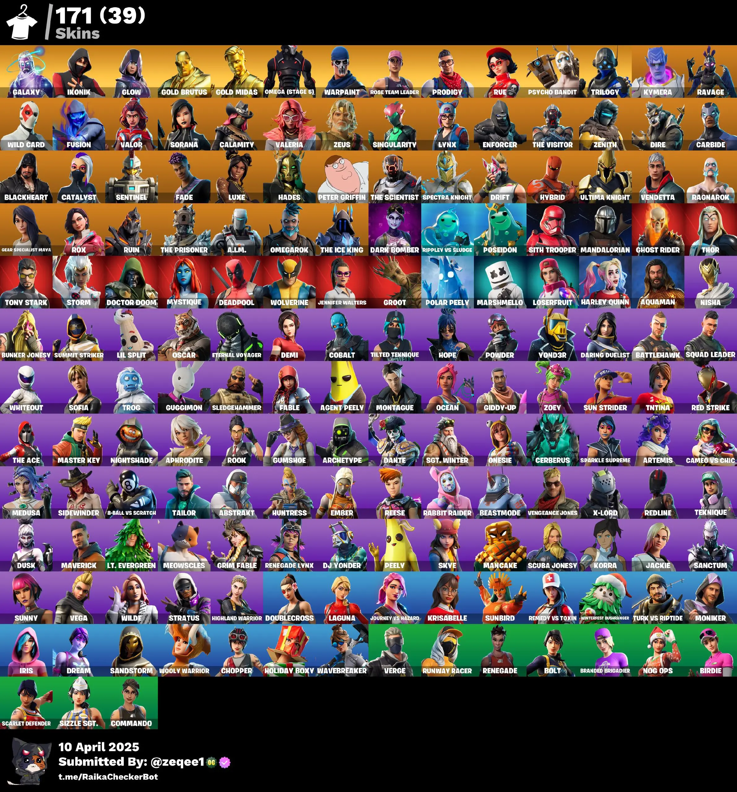 [PC/XBOX] 171 skins | OG STW | Galaxy | IKONIK | Glow | Gold Brutus ...