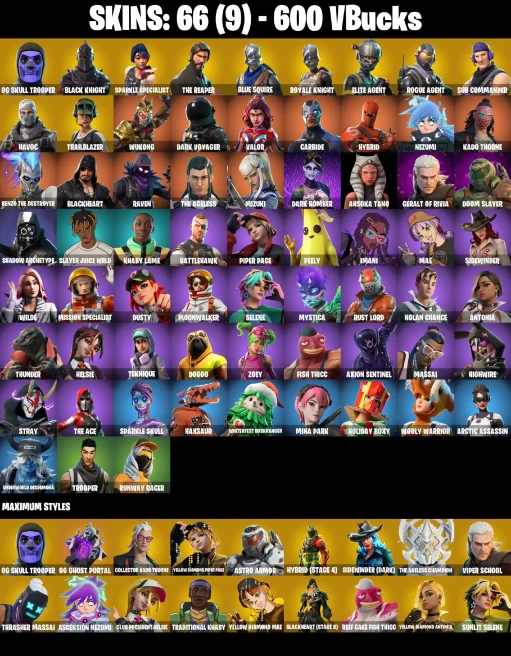 (PC) 600 VB) 66 SKINS / OG SKULL TROOPER / BLACK KNIGHT / SPARKLE ...