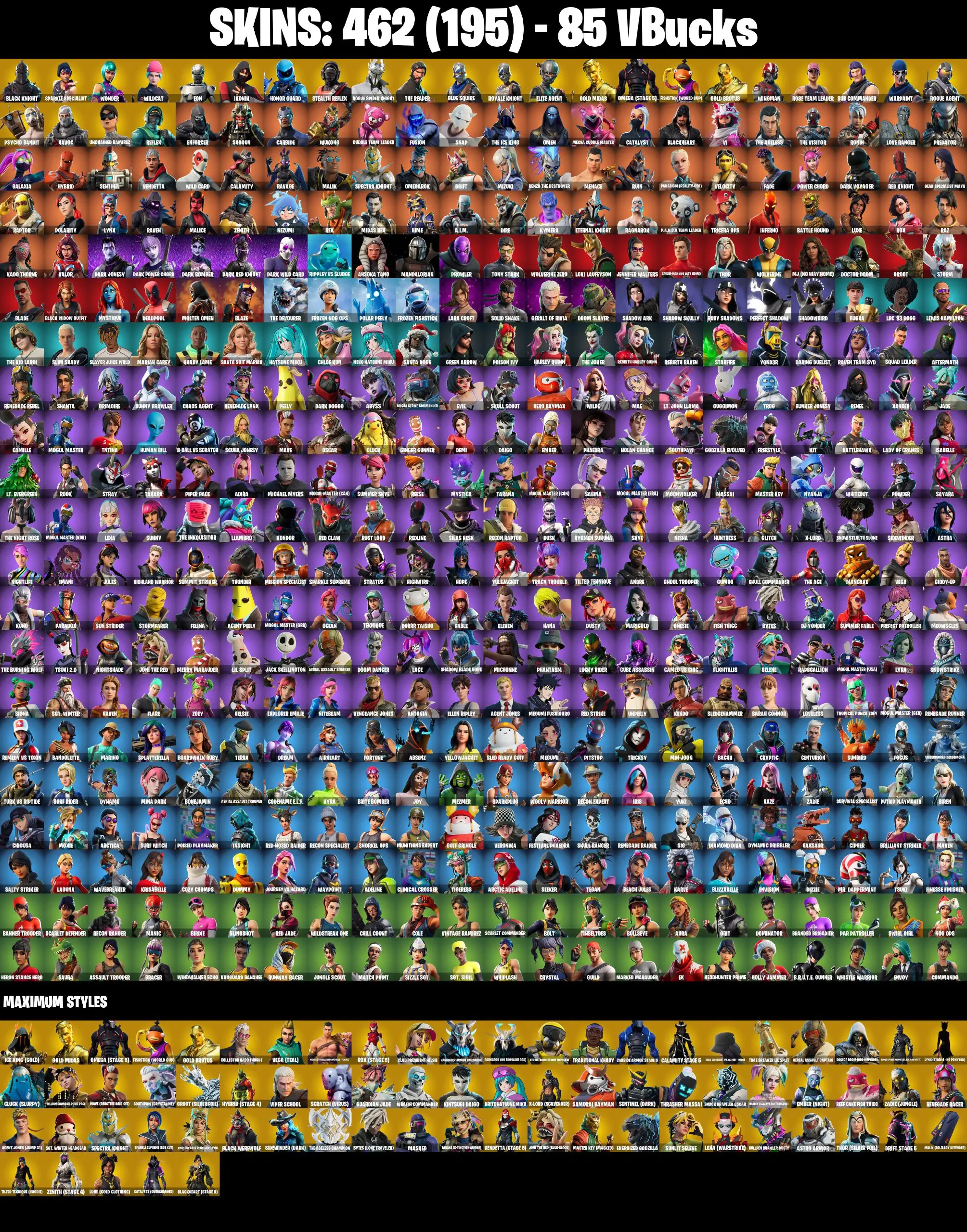 (PC) 85 VB) 462 SKINS / BLACK KNIGHT / WONDER / WILDCAT / IKONIK ...