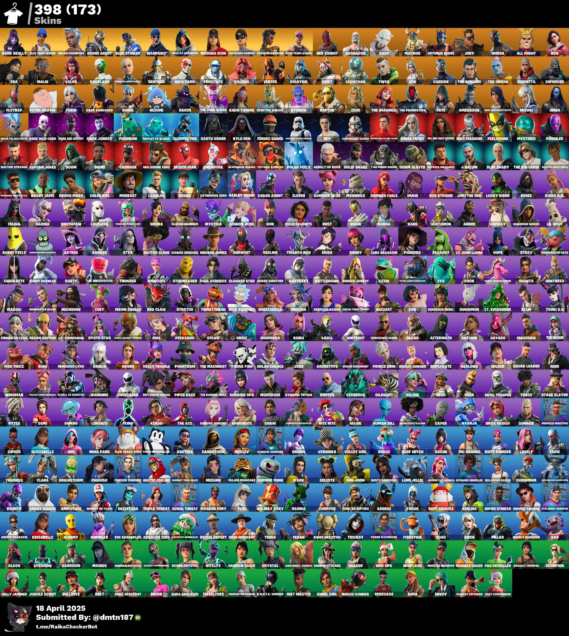 Fortnite Full Access | 398 Skins (173 Shop Skins) | Exclusive and Rare ...