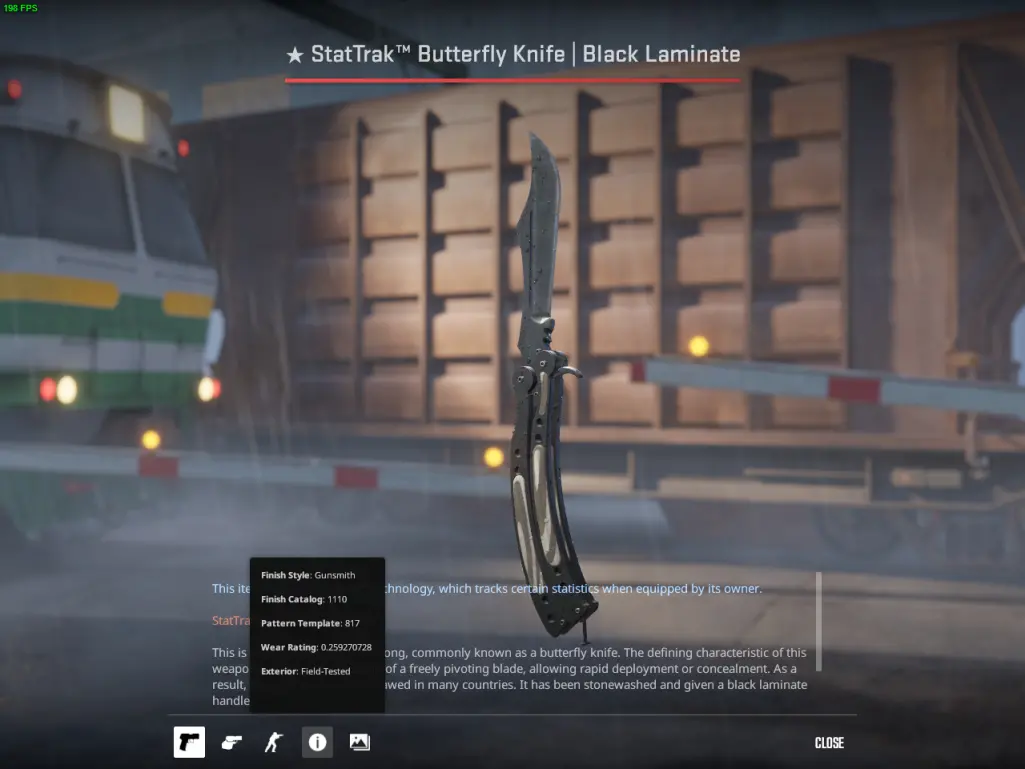 StatTrak™ Butterfly Knife | Black Laminate (Field-Tested) - iGV