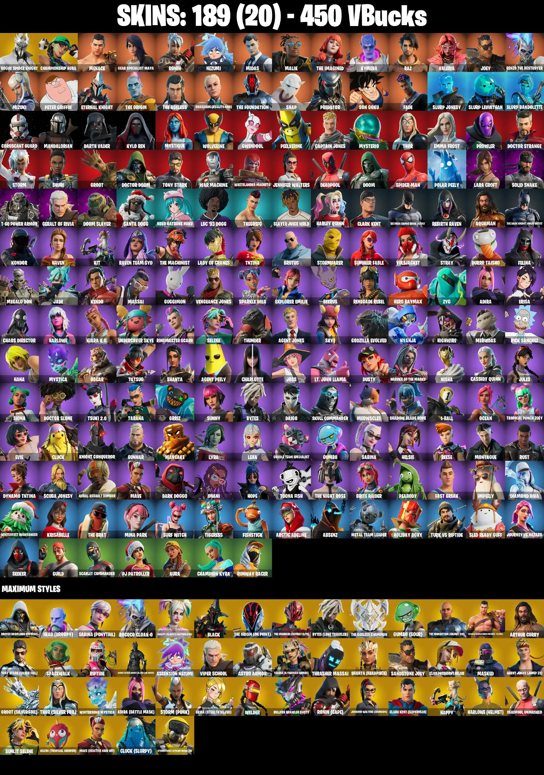 [PC/PSN] 450 VB) 189 SKINS / ROGUE SPIDER KNIGHT / CHAMPIONSHIP AURA ...