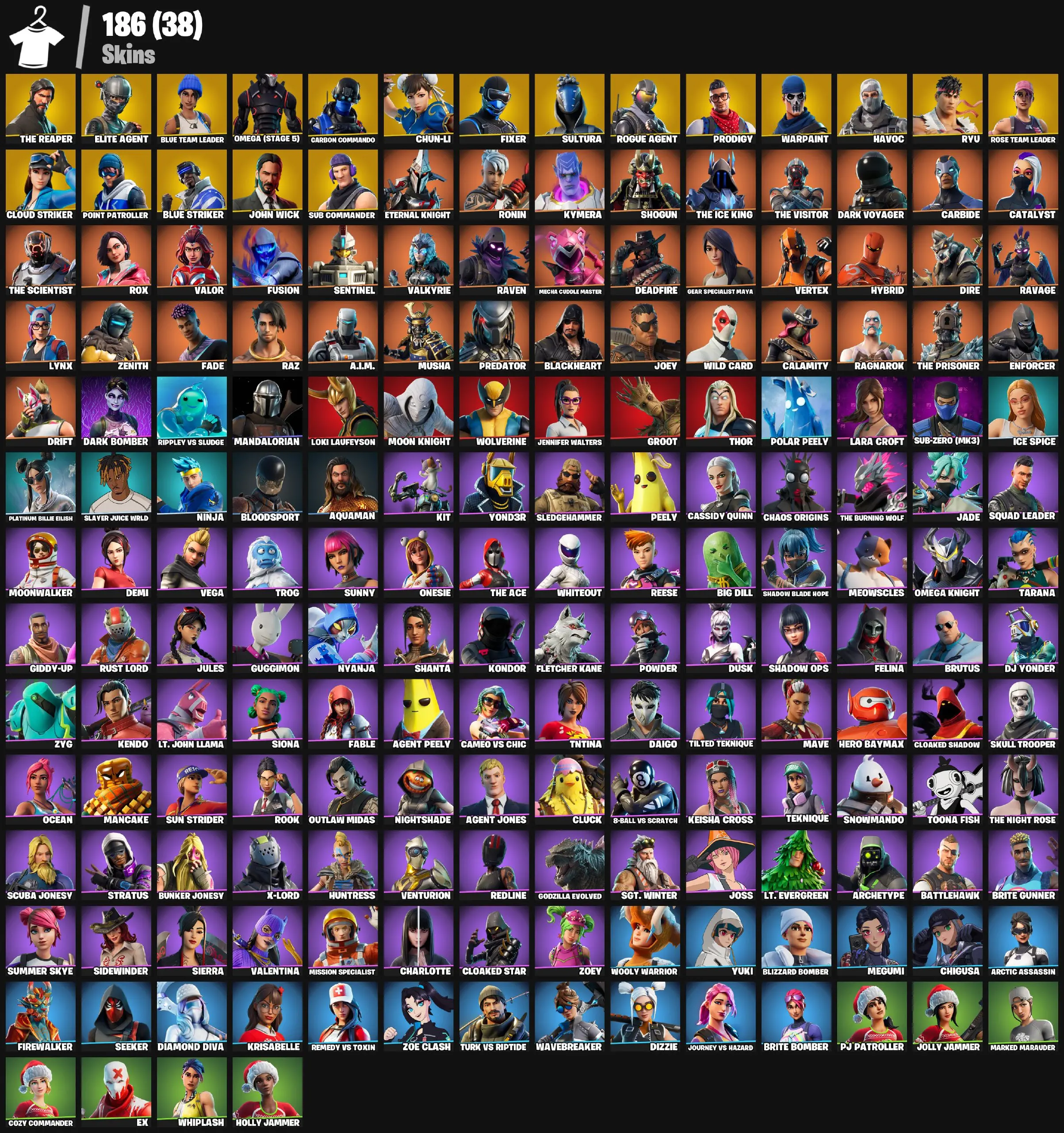 186 SKINS / THE REAPER / OLD PVE / RAVEN+RAVAGE / HAVOC / VERTEX ...