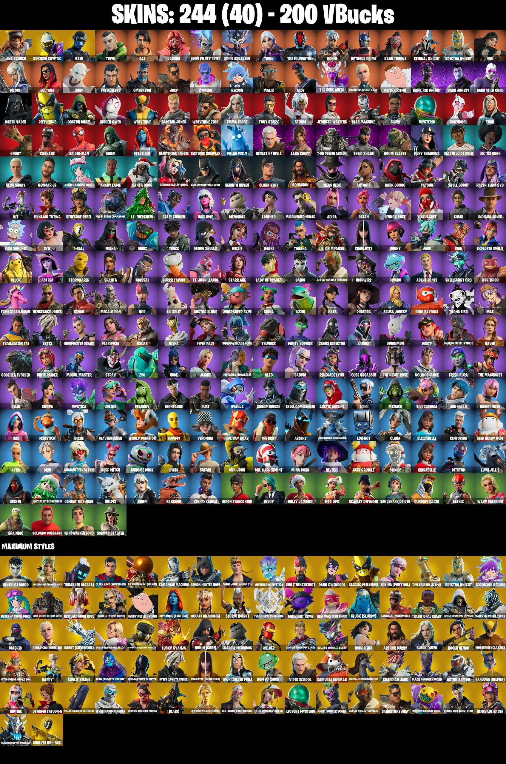 (PC/XBOX) 200 VB) 244 SKINS / FIXER / LINA SCORCH / SUBZERO CRYPTIC / SPECTRA KNIGHT / RENZO THE ...