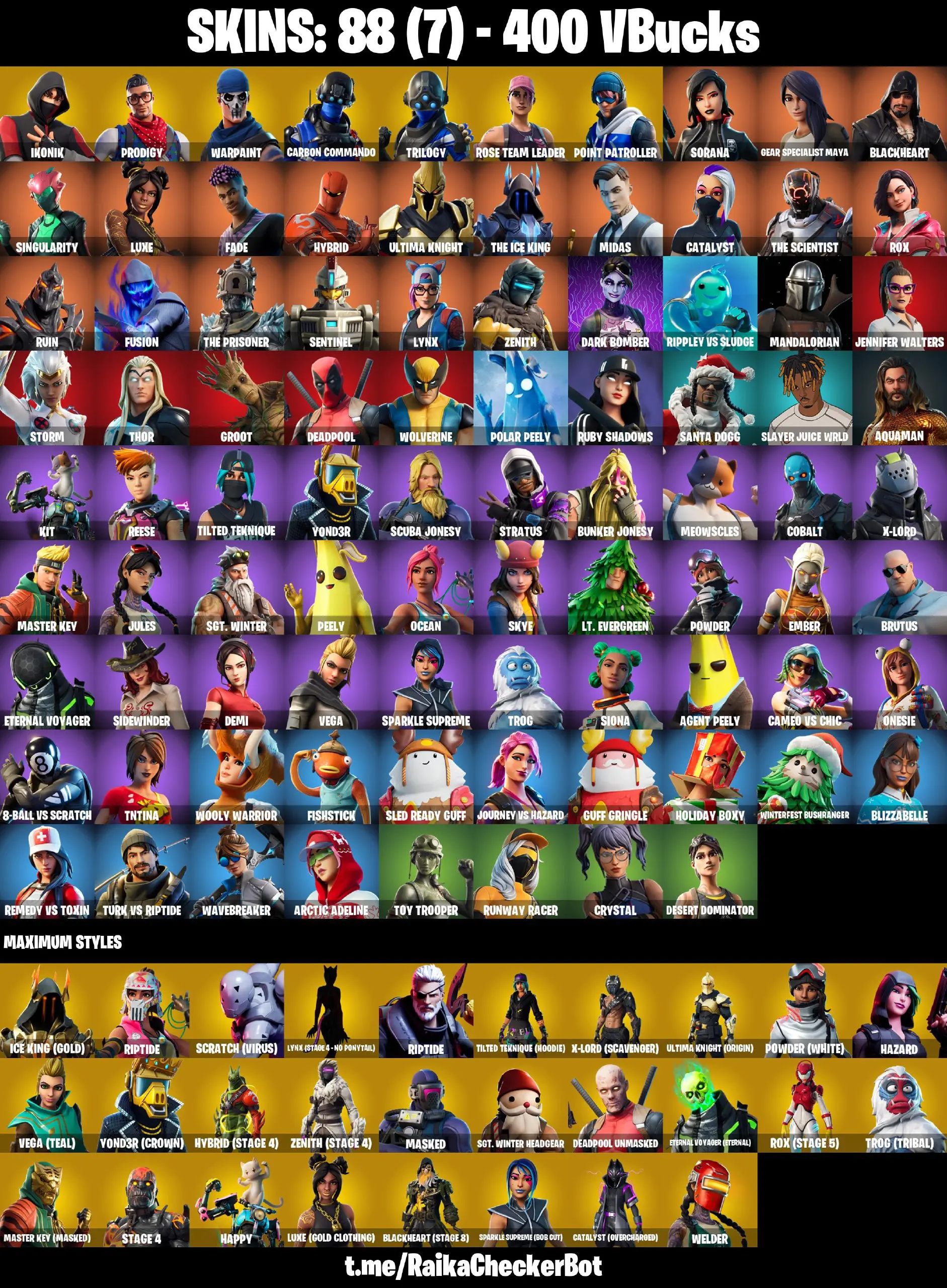 88 skins | OG STW | IKONIK | Prodigy | Carbon Commando | Trilogy | Point Patroller | Sorana ...