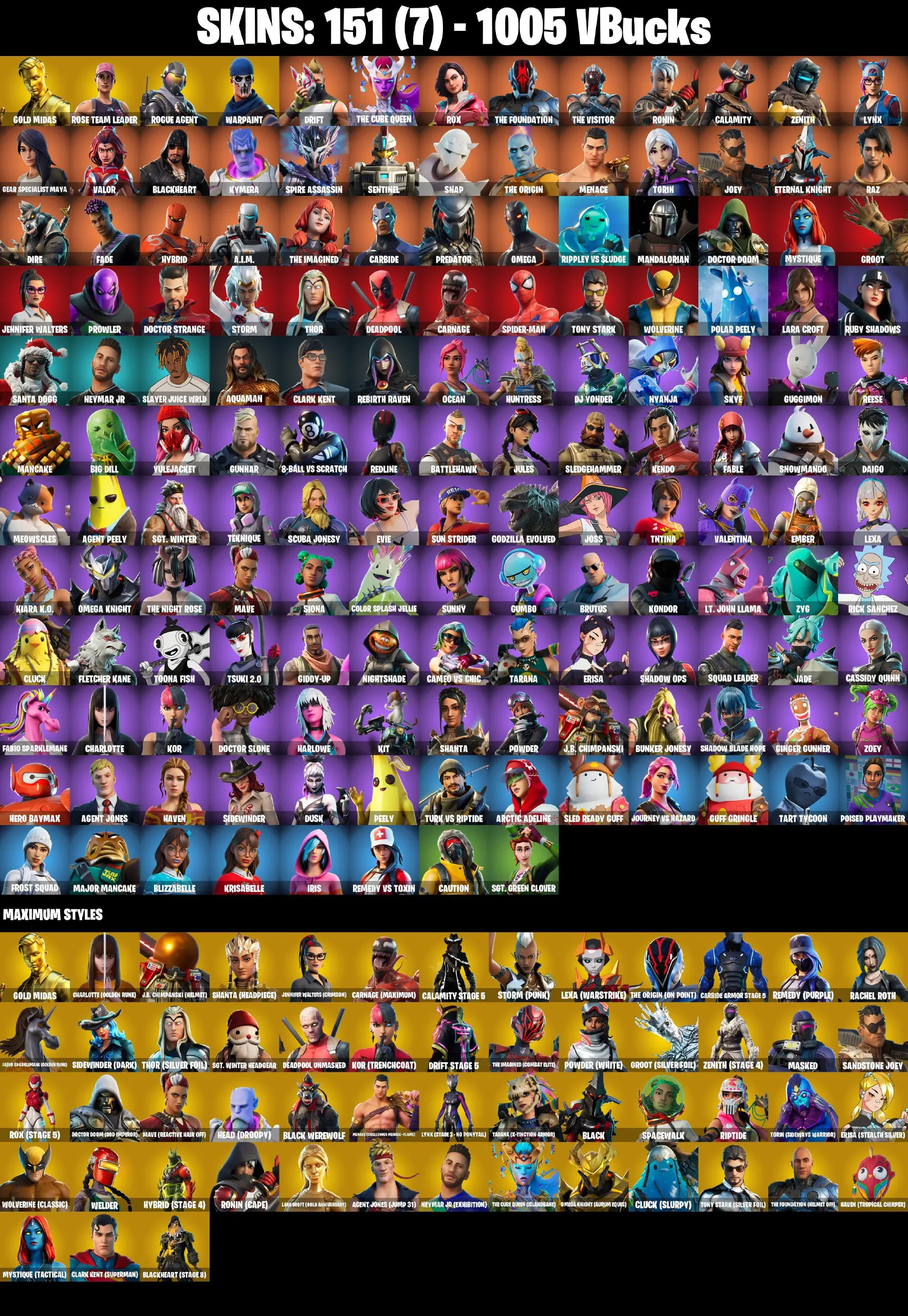 [PC/PSN/XBOX] 1005 VB) 151 SKINS / GOLD MIDAS / ROGUE AGENT / DRIFT ...