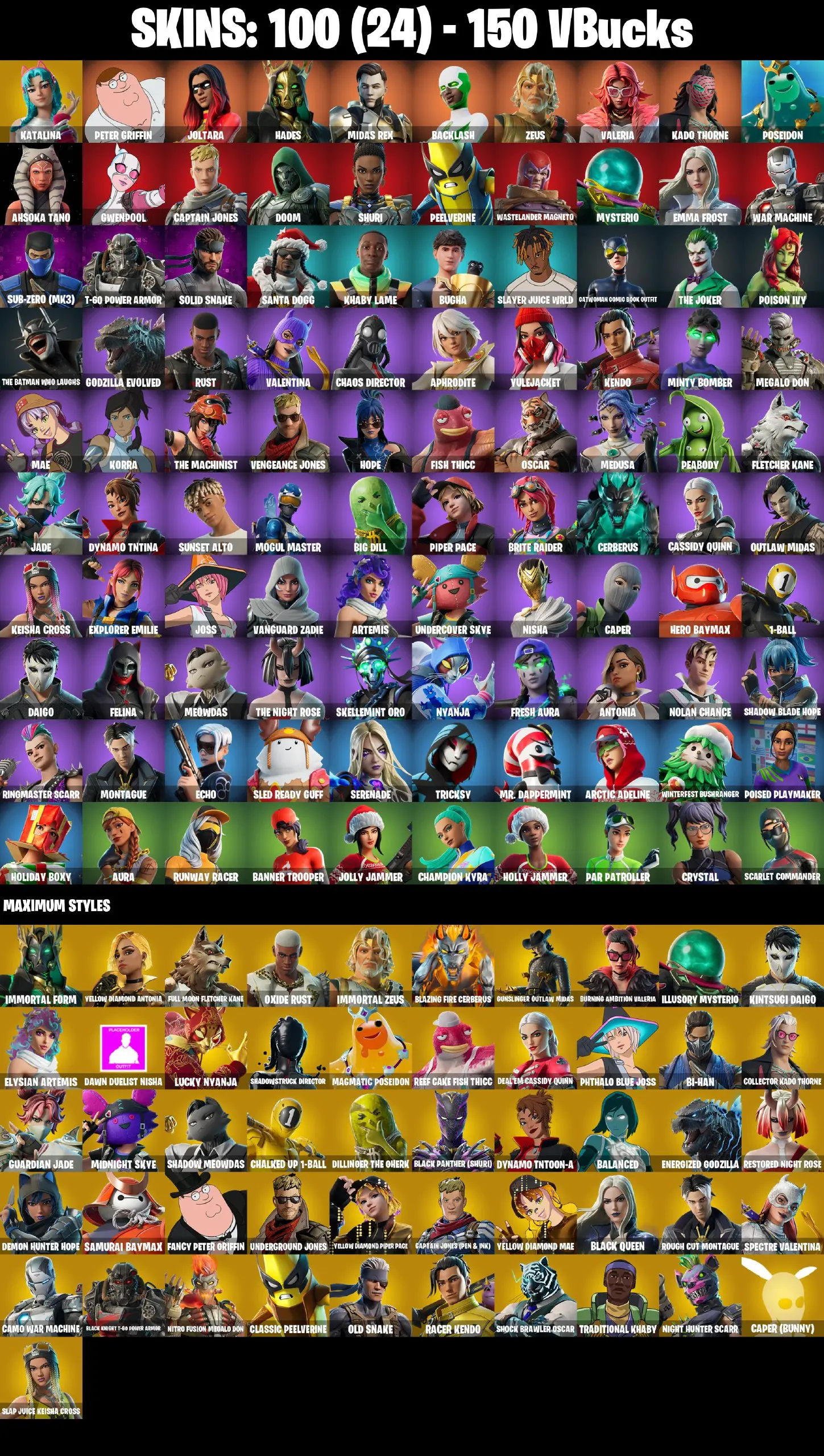 (PC/XBOX) 150 VB) 100 SKINS / KATALINA / VALERIA / KADO THORNE ...