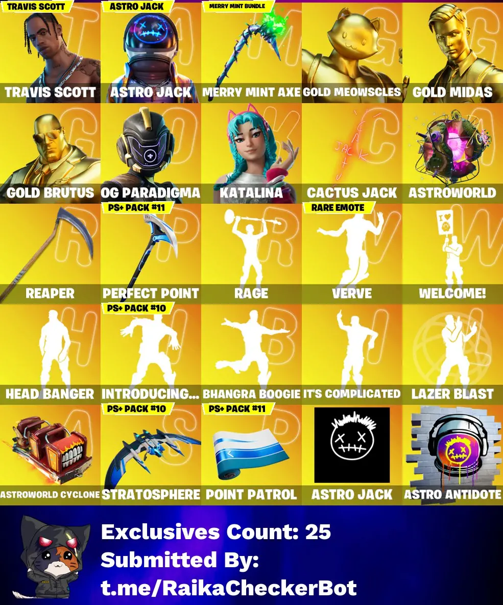 182 SKINS | TRAVIS SCOTT | MERRY MINT AXE | ASTRO JACK | MASTER CHIEF ...