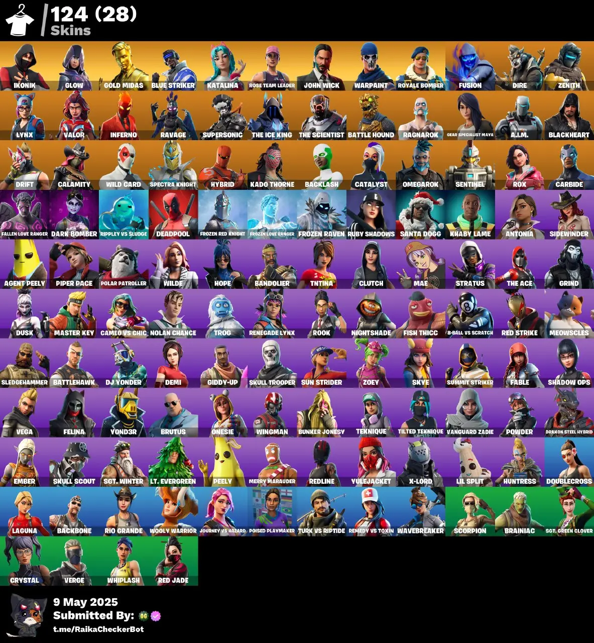 [PC] 124 skins | OG STW | IKONIK | Glow | Merry Mint Axe | Gold Midas ...