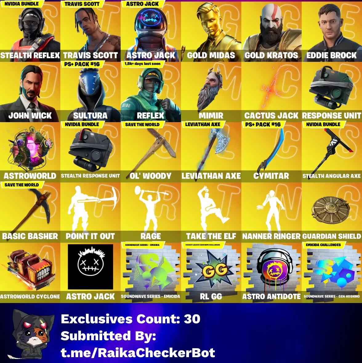 275 SKINS | TRAVIS SCOTT | STEALTH REFLEX | LEVIATHAN AXE | GOLD KRATOS ...