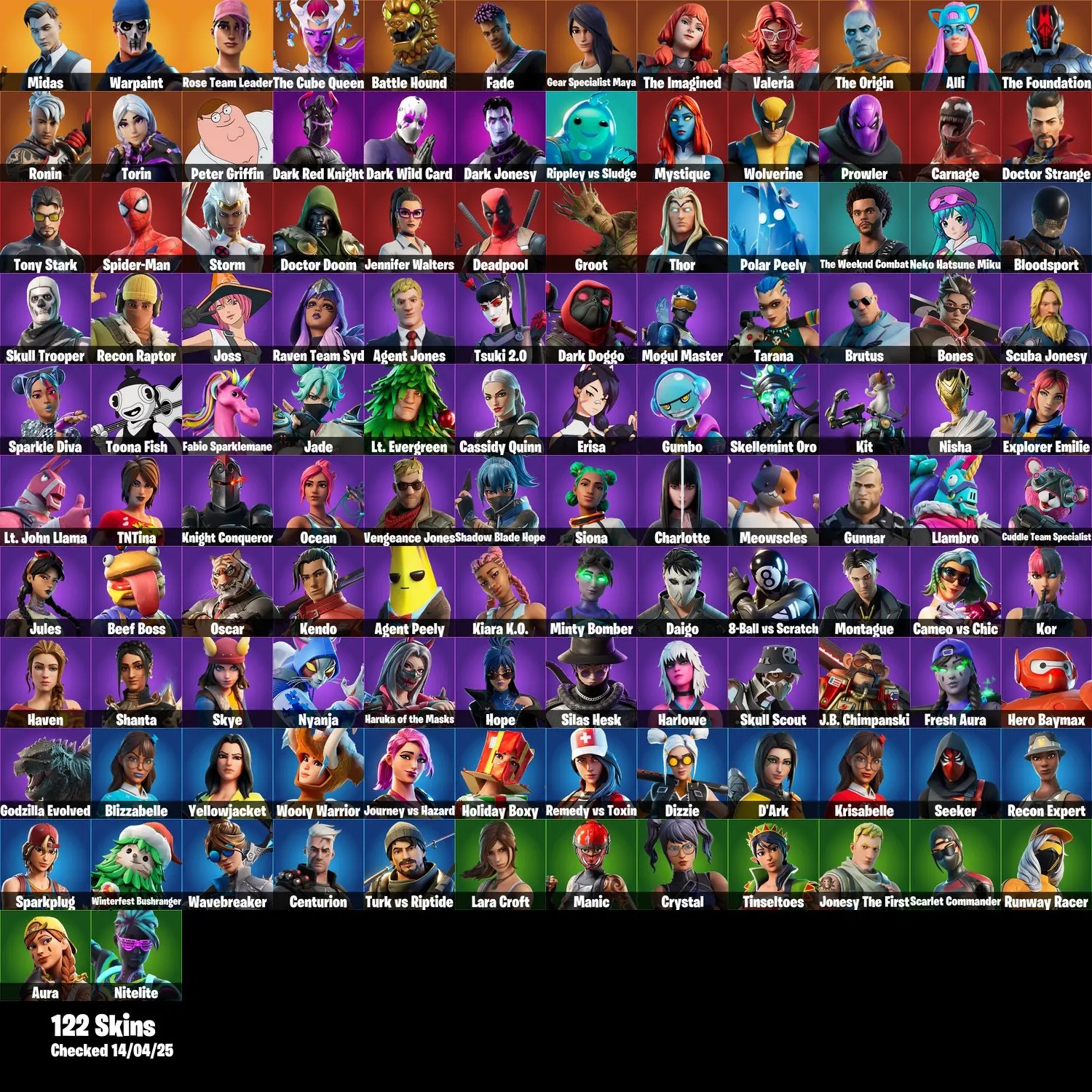 (PC/XBOX) 10 VB) 122 SKINS / JABBA SWITCHWAY / LARA CROFT / ASTROWORLD CYCLONE / CANDY AXE ...