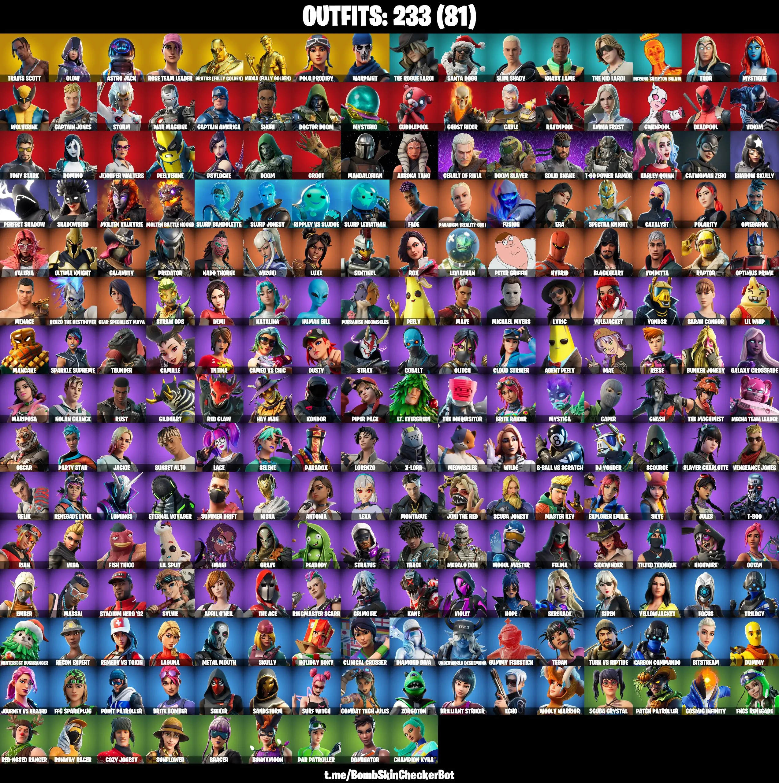 233 SKINS, TRAVIS SCOTT, GLOW, ASTRO JACK, MIDAS GOLD, CLOUD STRIKER ...