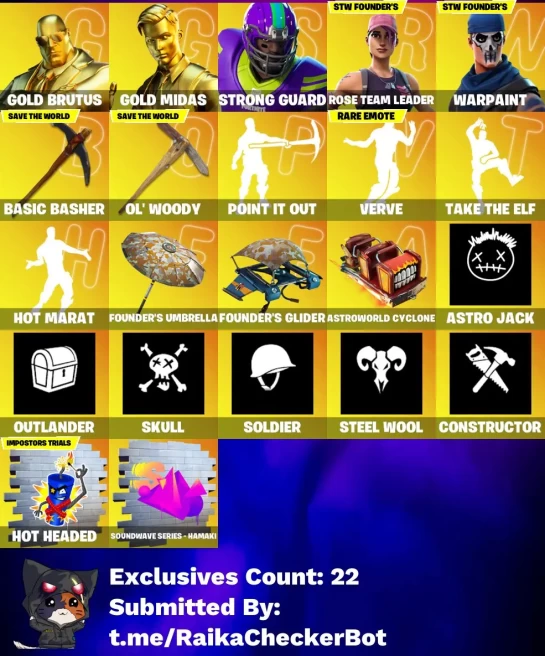 [PSN/XBOX/PC] 235 SKINS | OG STW | GOLD BRUTUS | GOLD MIDAS | STRONG ...