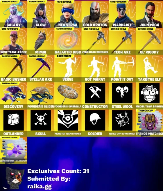 195 SKINS | OG STW | GALAXY | GLOW | NEO VERSA | GOLD KRATOS | JOHN ...