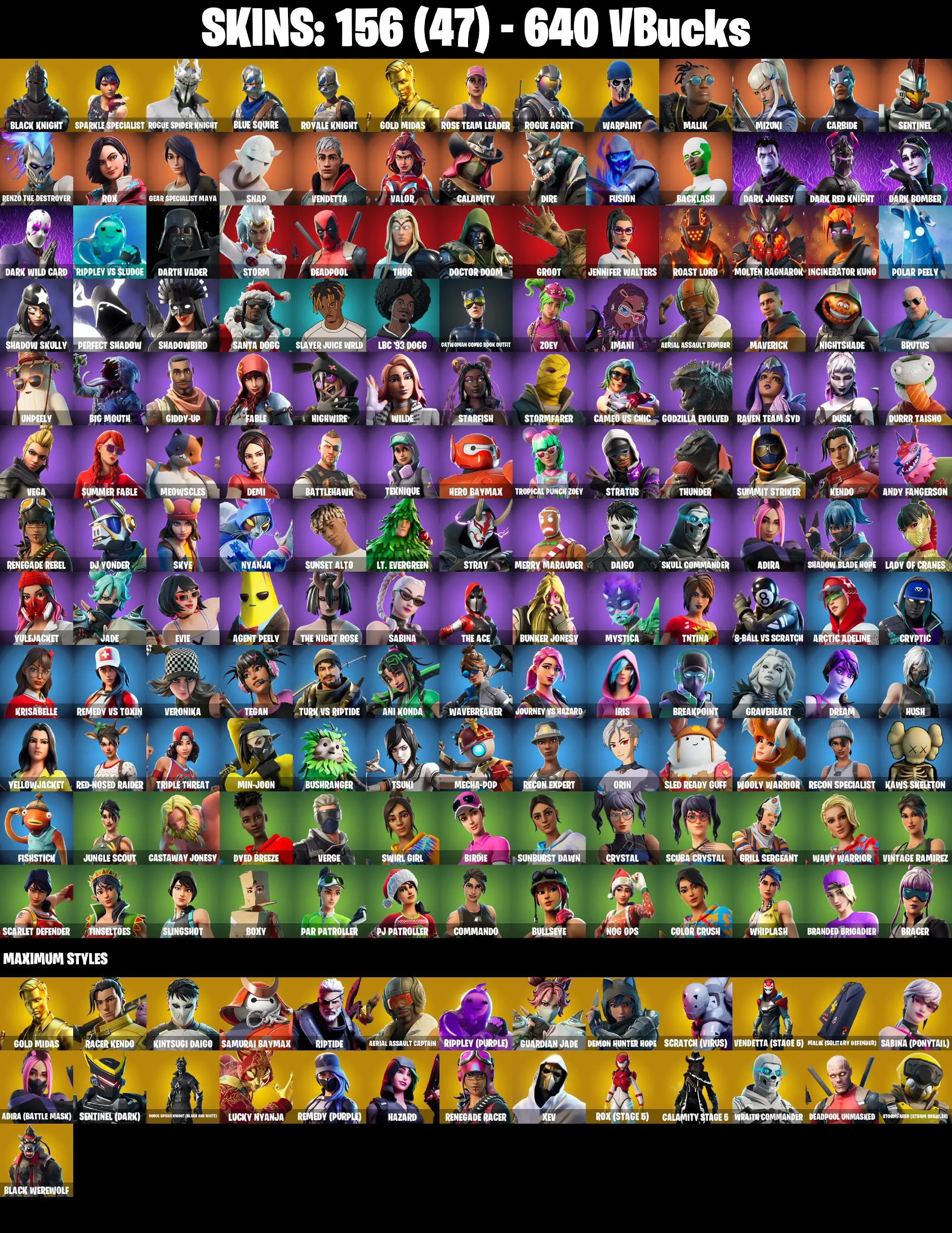 (PC) 640 VB) 156 SKINS / BLACK KNIGHT / SPARKLE SPECIALIST / ROGUE ...