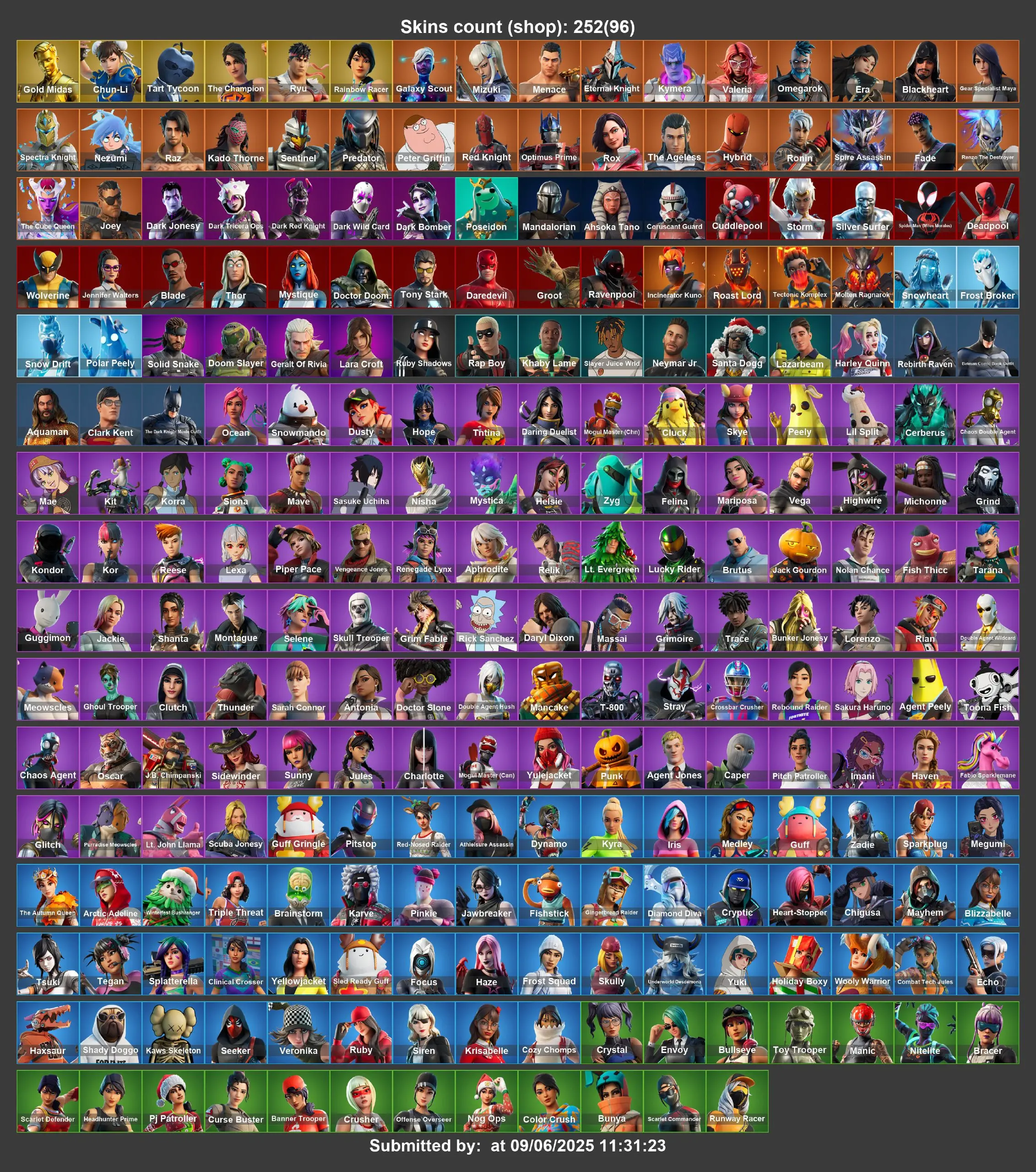 252 skins | Gold Midas | Chun-Li | Tart Tycoon | The Champion | Ryu ...