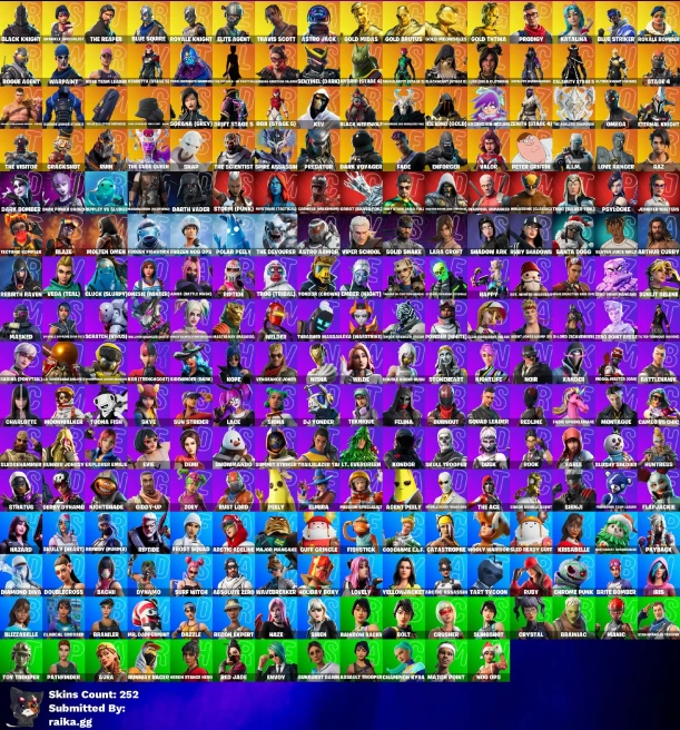[PSN/XBOX/PC] 252 SKINS | OG STW | BLACK NIGHT | TRAVIS SCOTT ...