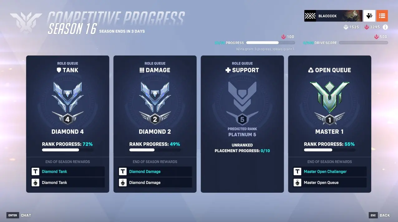 PC | Diamond 4 Tank + Diamond 2 DPS + Master 1 Open queue + Predicted ...