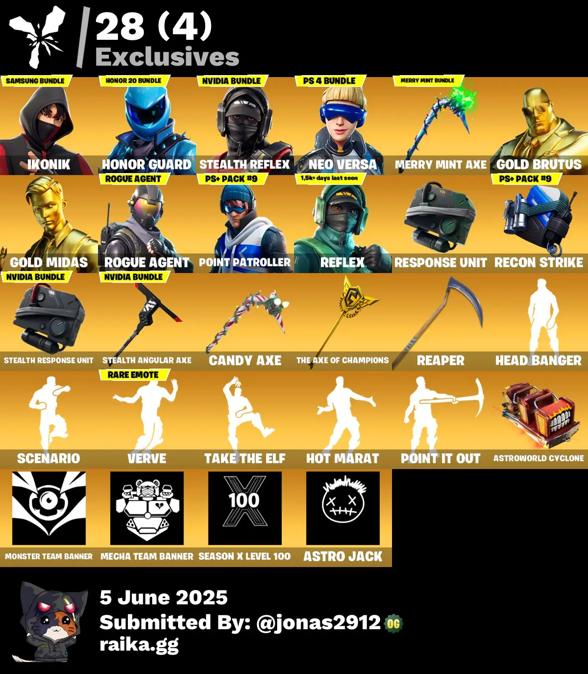 PC] 142 skins | IKONIK | Honor Guard | Stealth Reflex | The Axe Of ...