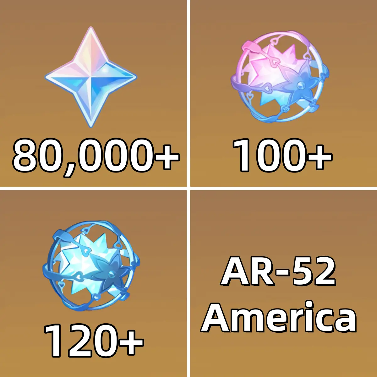 NA，AR52，81000+Primogems 100Intertwined Fate 110Acquaint Fate，780+wishes ...