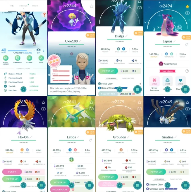 1631 LV40 Dialga Roar of Time Shundo Gardevoir Shiny GMax Lapras Shiny ...