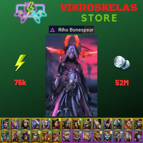 Starter acc with Riho : 76k energy / 52 mln coins / Roanas, Arix, Ninja ...