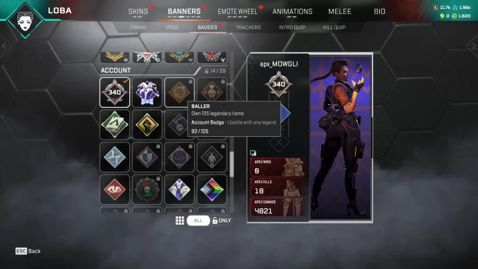 Apex legends/340 lvl/94 Legendary/HEMLOK+PROWLER-Reactive Skin/msh1318 ...