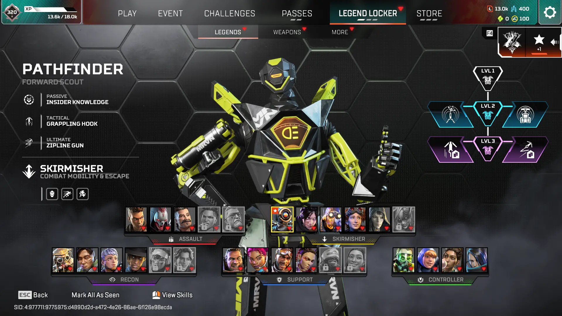 Apex legends/320 lvl/104 Legendary/Flatline+G7Scout Reactive Skin/msh1324 - iGV