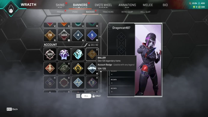 Apex legends/320 lvl/104 Legendary/Flatline+G7Scout Reactive Skin ...