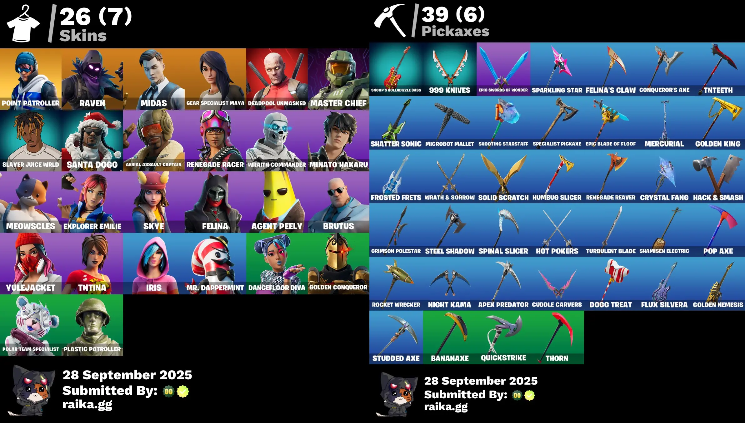 150$ spent [PC/PSN/XBOX/NINTENDO] 26 skins | Master Chief | Raven ...