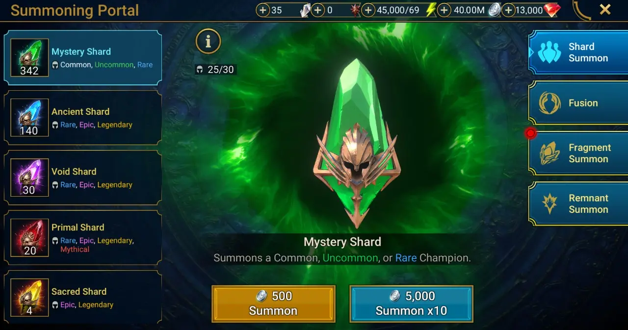 Starter: 140 Ancient, 30 Void, 20 Primal, 4 Sacred Shards | Ninja + 15 ...