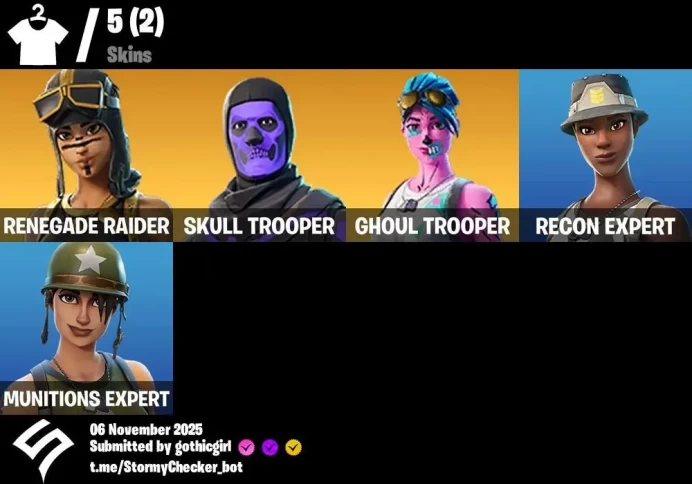 5 Skins + OG Renegade + OG Ghoul trooper + OG Skulltrooper Inactive ...