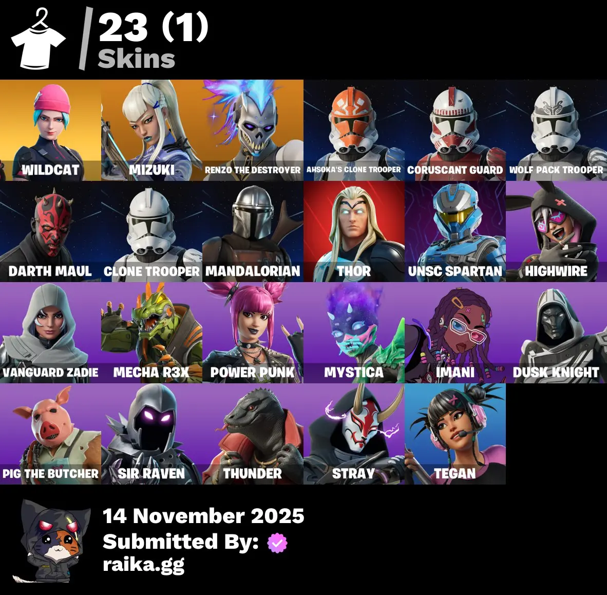 23 skins | Wildcat | Mizuki | Renzo the Destroyer | Ahsoka's Clone ...