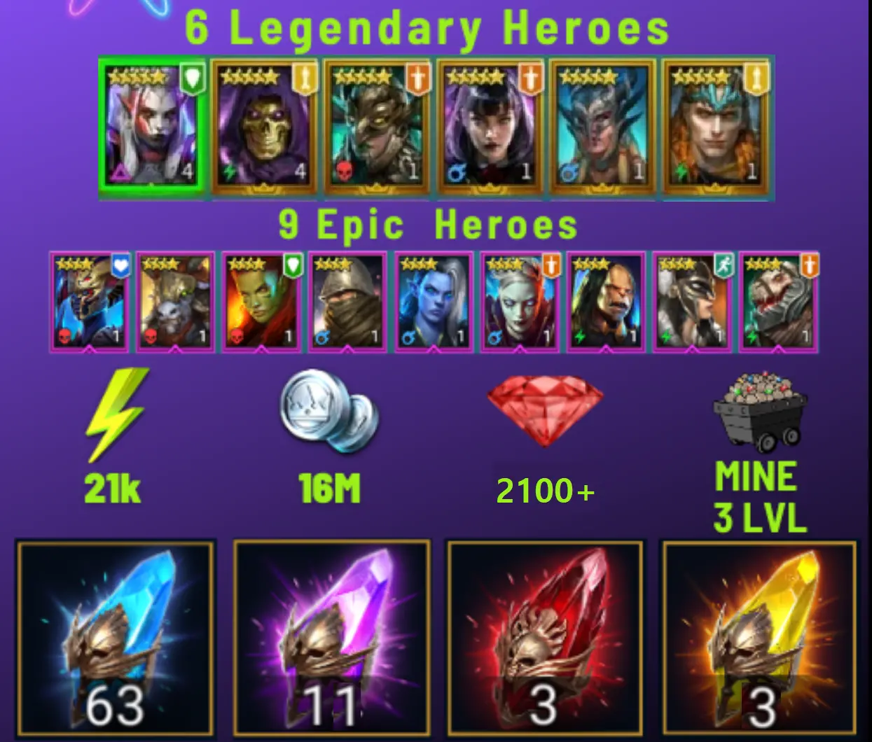 Raid Starter Account: 2100+ Gems, 65 Ancient, 12 Void, 3 Primal, 3 ...
