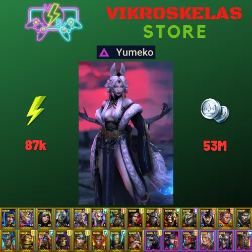 Starter acc with Yumeko : 87k energy / 53 mln coins / Kalvalax, Arix ...