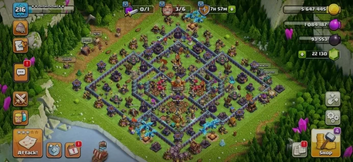 TH 16 Full Max, 22000 Gem, 1766 League Medal, 6 Equipment Epic, Defense ...