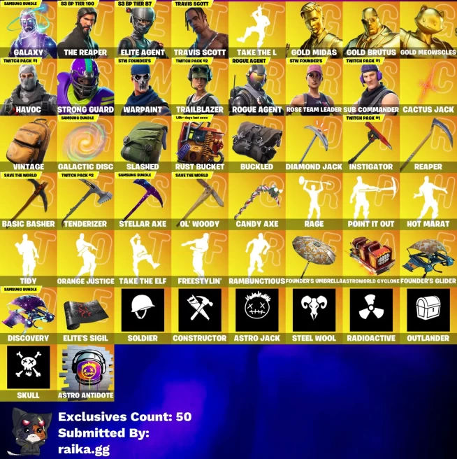 [PC] 260 skins | OG STW | Travis Scott | Galaxy | The Reaper | Elite ...