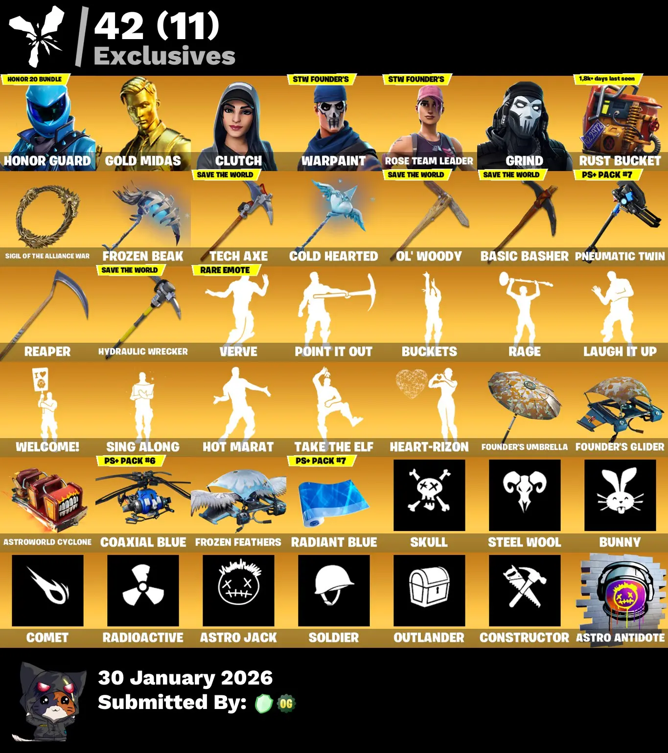 Full Access | 120 skins | OG STW | Honor Guard | Clutch | Grind | Gold ...
