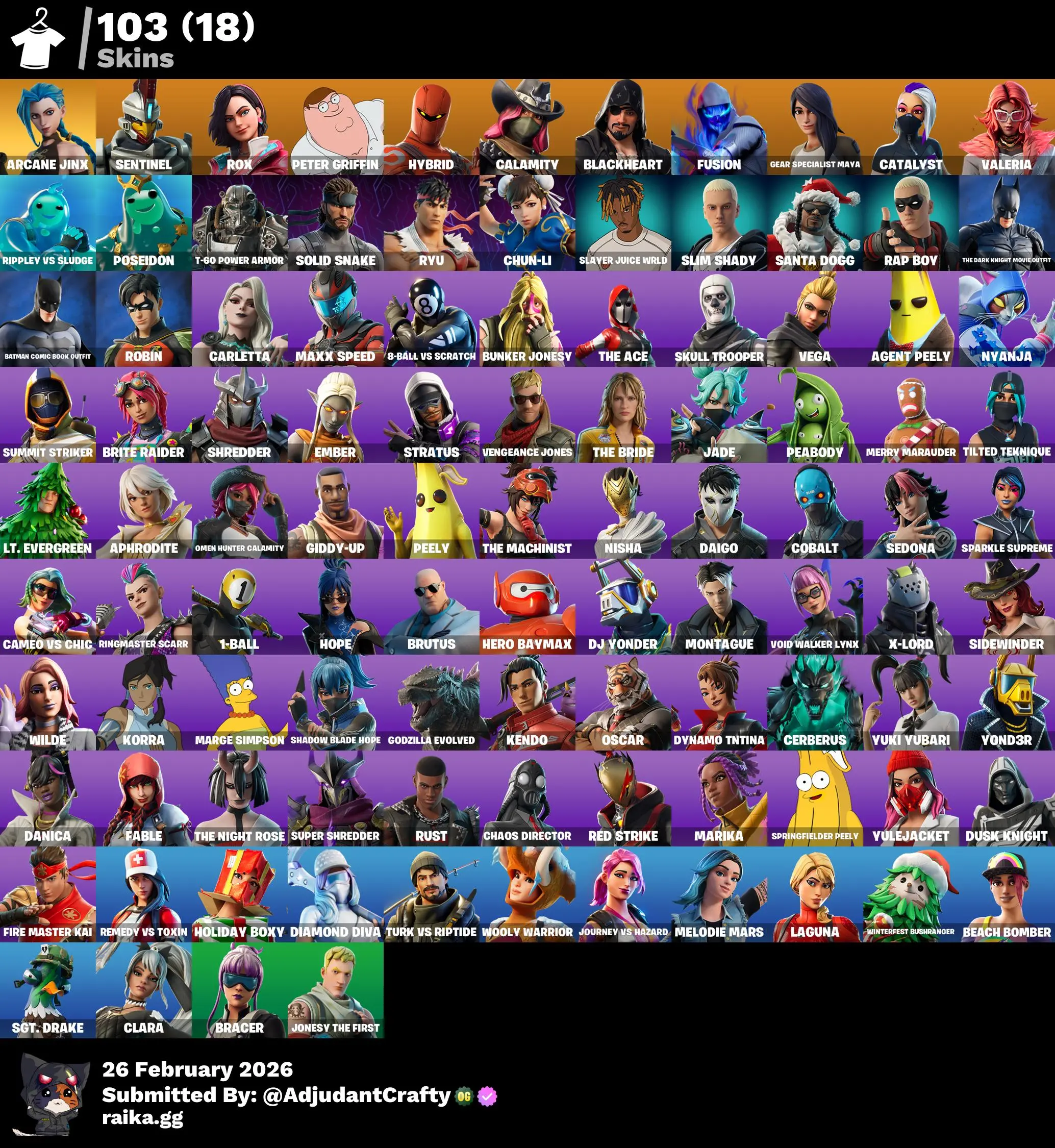 [PC] 103 skins | Arcane Jinx | Sentinel | Rox | Peter Griffin | Hybrid ...