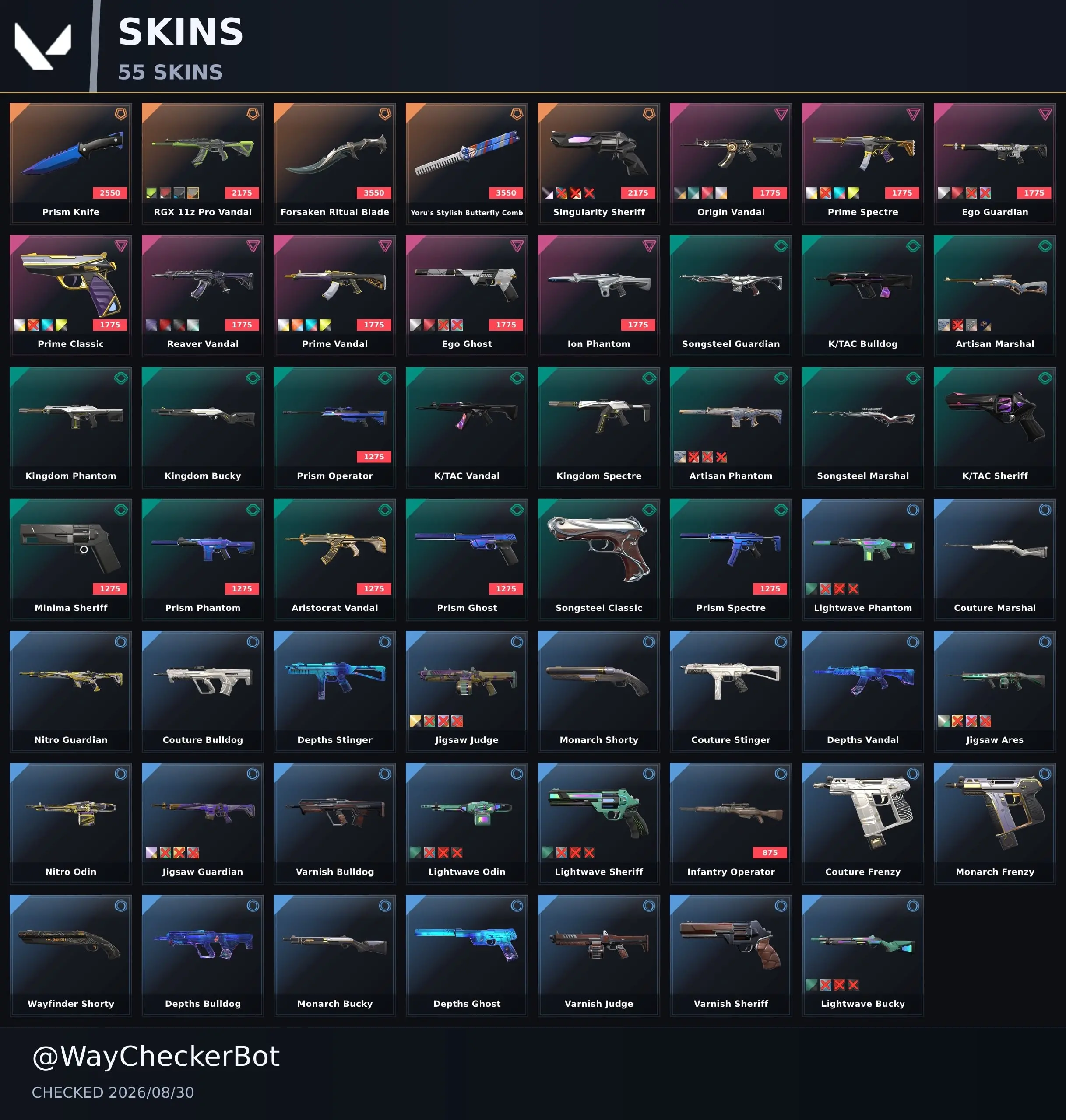 Region: EU / 55 SKINS \ Inventory Value: 36725 | Prism Knife | RGX 11z ...