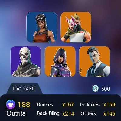 185 skins | OG STW | Renegade Raider | IKONIK | Glow | Neo Versa | Blue ...