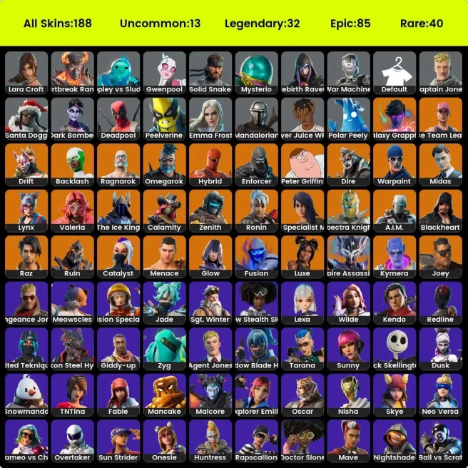 185 skins | OG STW | Renegade Raider | IKONIK | Glow | Neo Versa | Blue Team Leader | Take The L ...