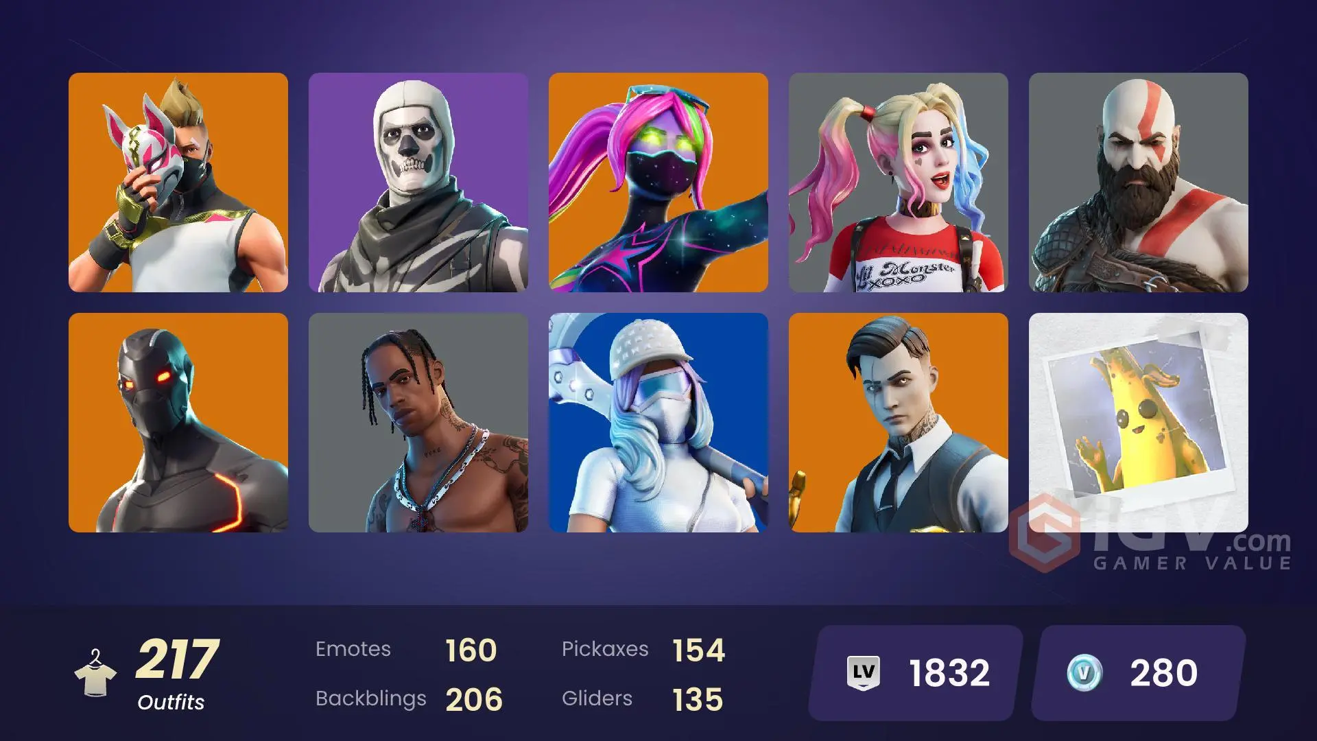 [PSN/XBOX/PC] 217 SKINS | OG STW | KRATOS | TRAVIS SCOTT | MERRY MINT ...