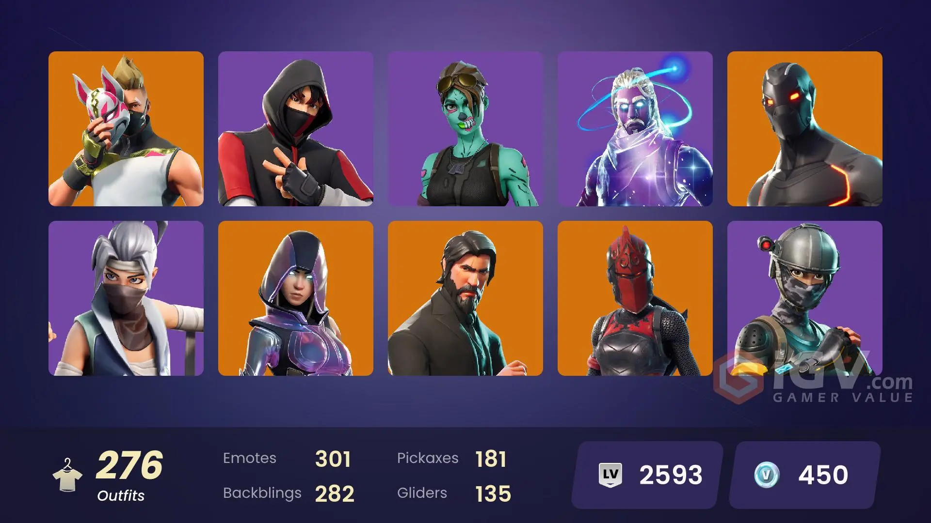 FA | (PC) 450 VB) 276 SKINS / GALAXY / IKONIK / THE REAPER / GLOW ...
