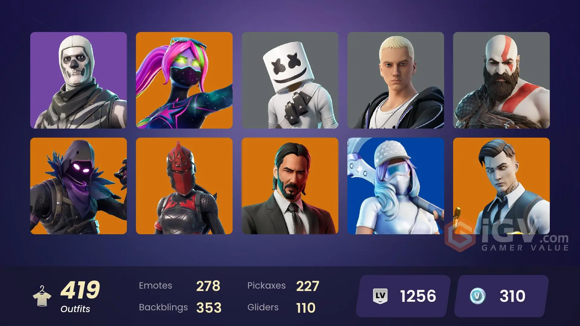 [PC] 419 SKINS | MASTER CHIEF | GOLD KRATOS | CLOUD STRIKER | JOHN WICK ...