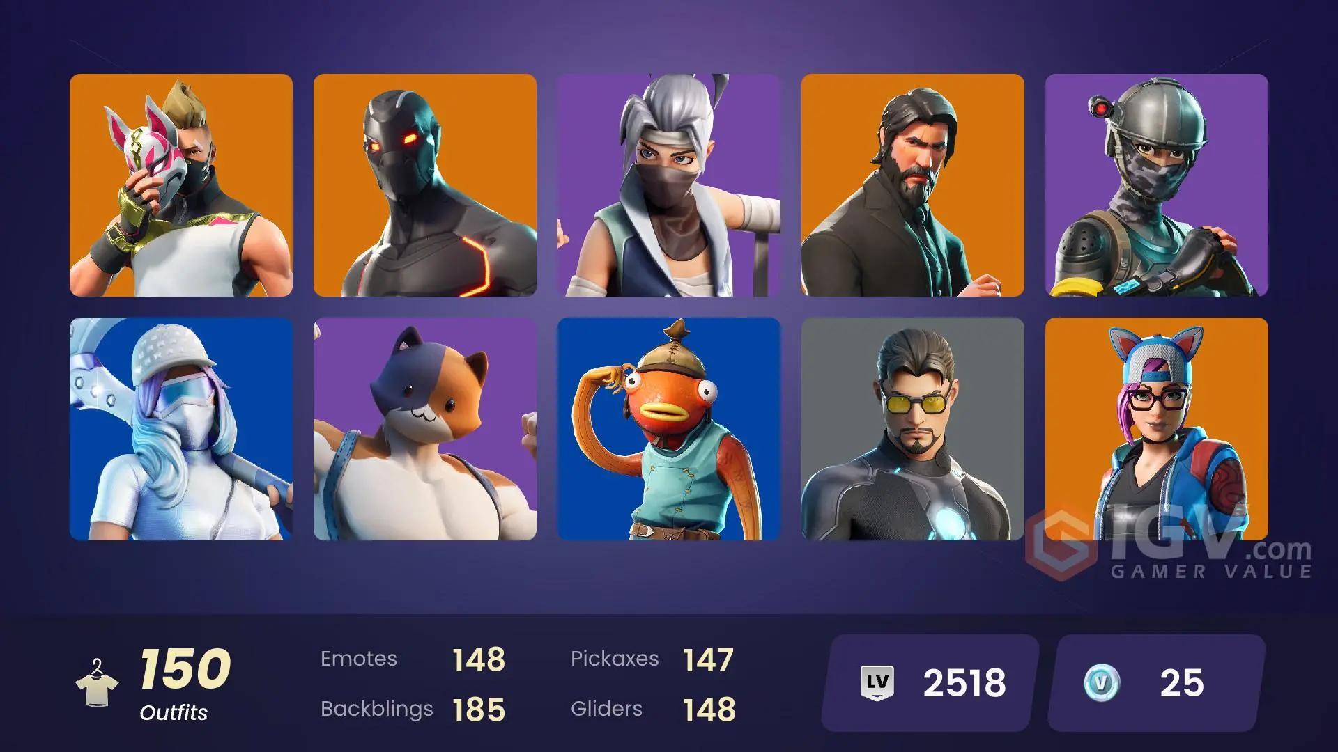 (PC) 25 VB) 150 SKINS / THE REAPER / ELITE AGENT / MAKO / TAKE THE L / DUMMY SUPREME / ROGUE ...