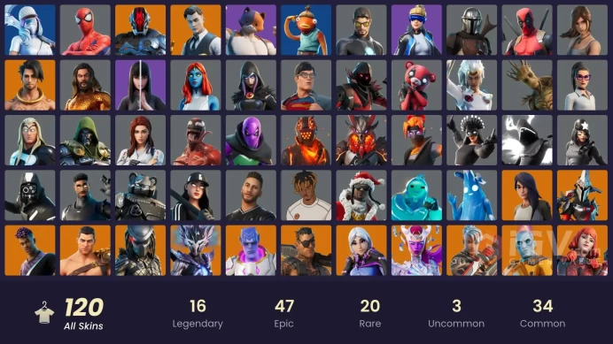 120 skins (ONLY PC)Cloud Striker/Fixer/Trilogy/Gold Brutus/Gold Midas ...